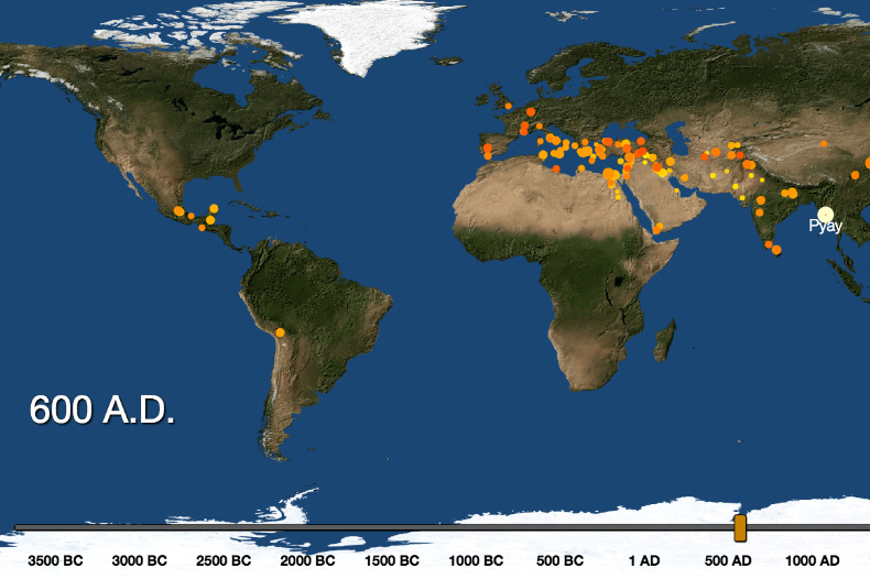 Awesome digital map shows birth of cities across 6,000 years | Digital ...